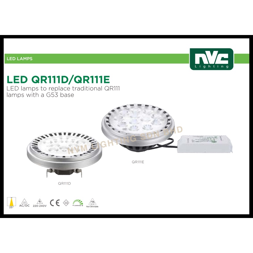 NVC QR111D LED Ceiling Spotlight Multiple Lights 15w Warm White ...