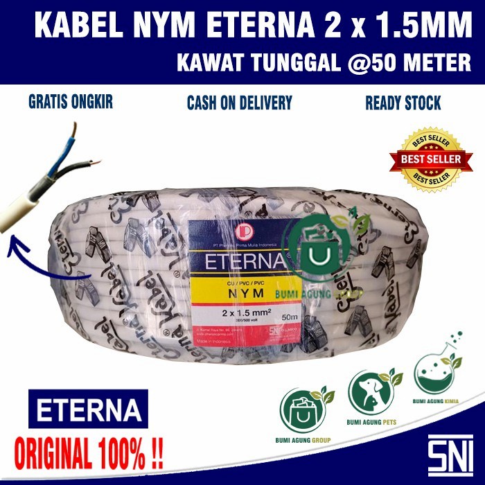 Eterna Cable 2x1,5mm NYM Copper Wire Price Permeter SNI Wire Cable ...