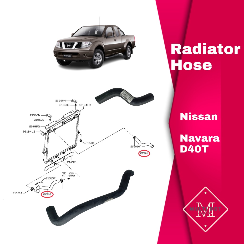 Nissan Navara Radiator Hose Top Lower (Tan Chong) D40T 21501-EB70A ...