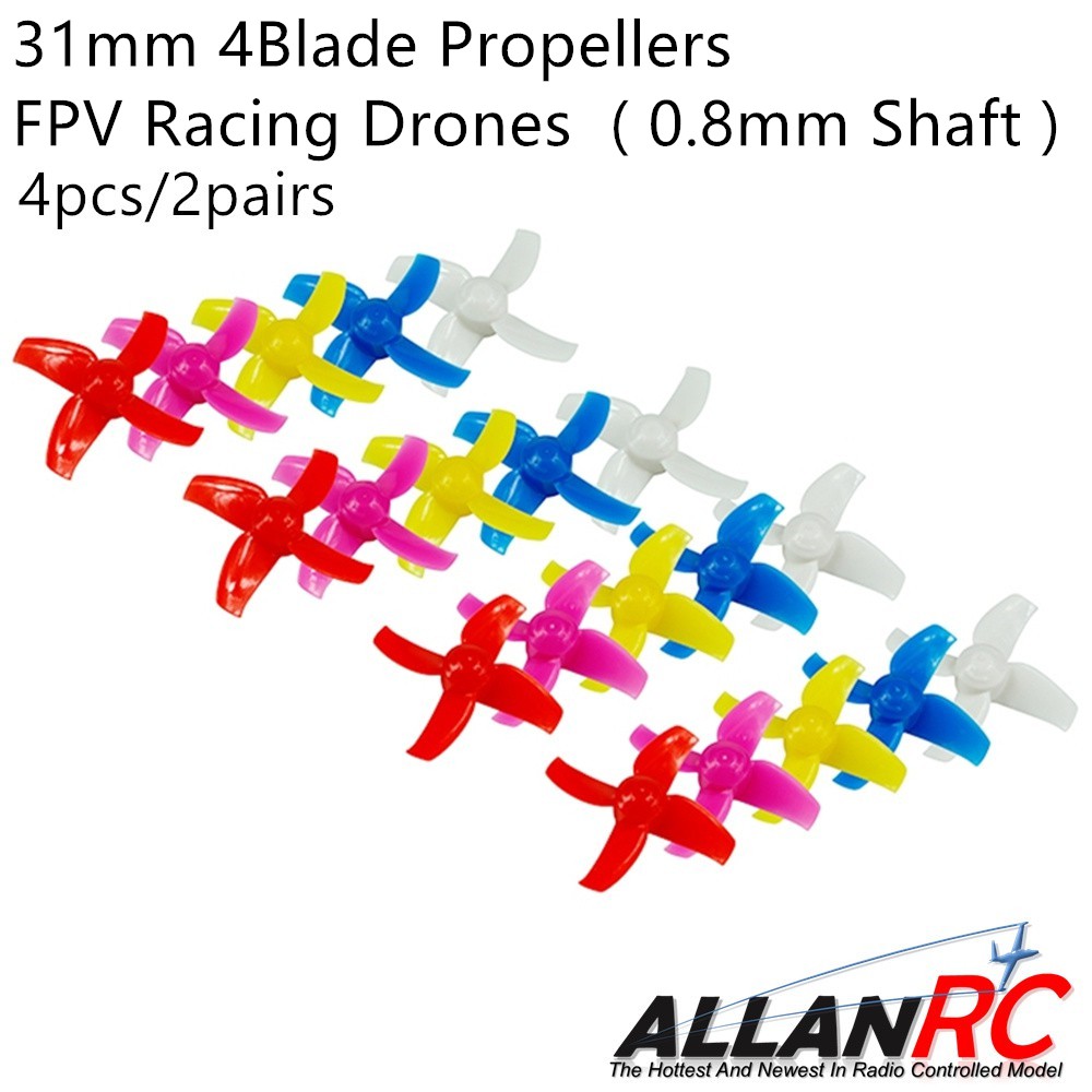 4 Blade 31mm Propellers FPV Racing Drones , 0.8mm Shaft (2Pairs 2CW ...
