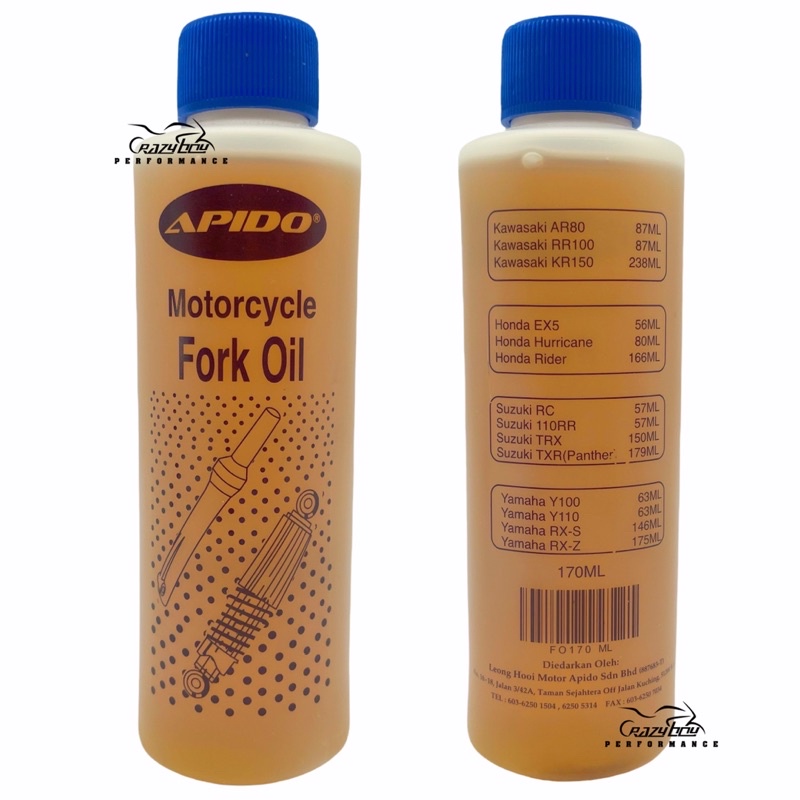 APIDO FORK OIL MOTORCYCLE MINYAK 170ML MOTOR FORK OIL 100% FORK OIL ...