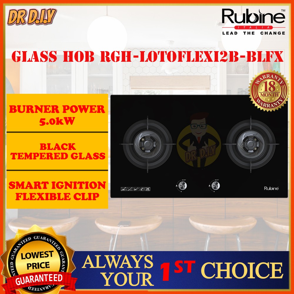 RUBINE 5.0kW 2 BURNERS RGH-LOTOFLEXI2B-BLFX SAFETY VALVE / RGH-BRAVA2B ...