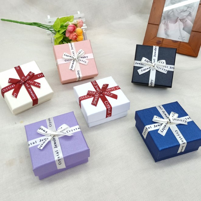 OFFER 7.2*7.2*3.5cm Ribbon Jewelry box Gift box Present box Kotak ...