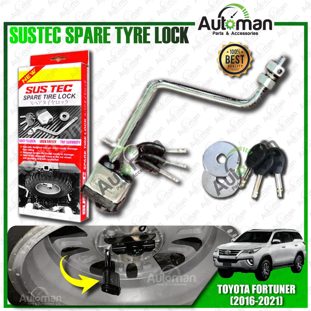 SUSTEC Toyota Fortuner 2016 - 2021 Spare Tire Wheel Lock Anti-Theft ...