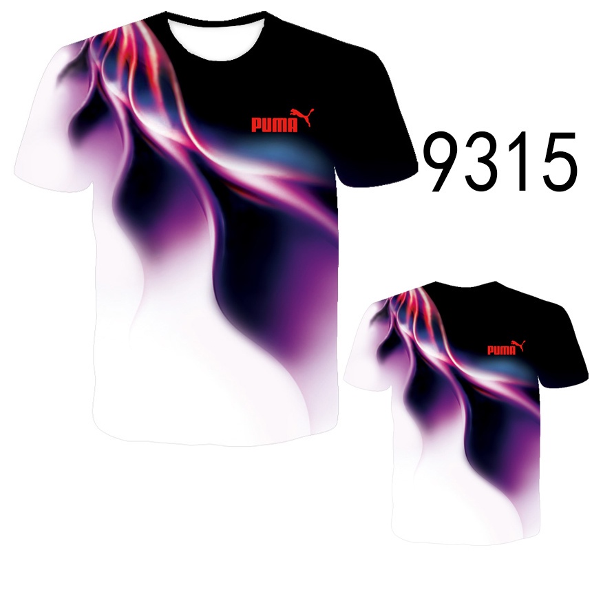 PUMN color logo T-shirt, summer 3D printed men's and women's short ...