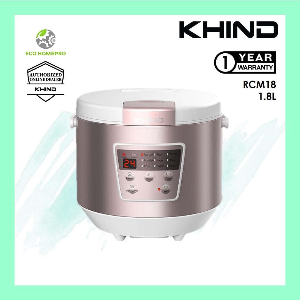 KHIND 1.8L Digital Rice Cooker RCM18 (Metallic Grey) | Shopee Malaysia