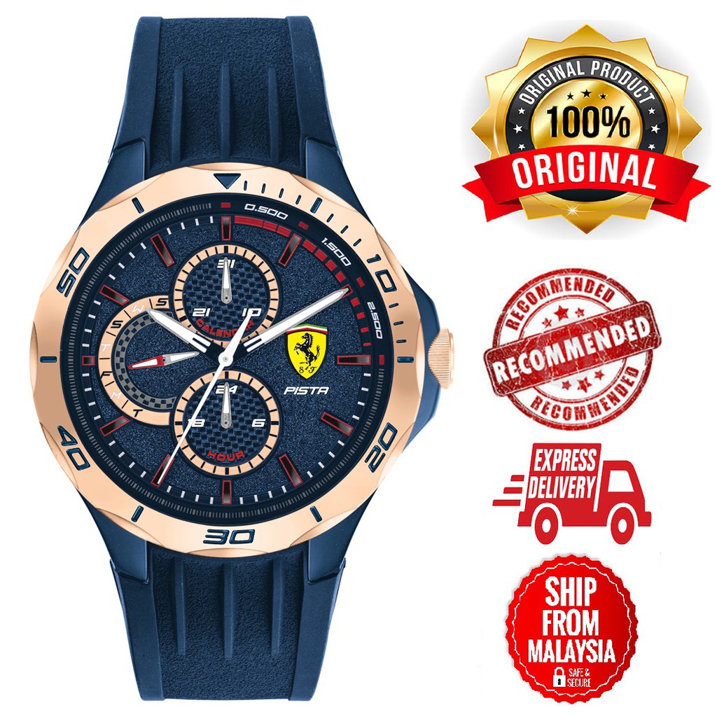 Scuderia Ferrari Pista Blue Silicon Strap Men's Watch-0830724 | Shopee ...
