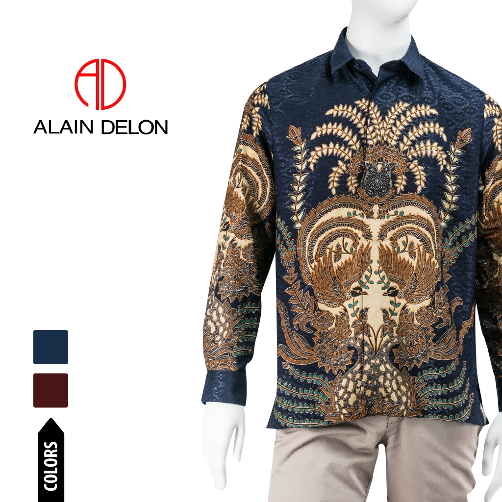 Alain Delon Kemeja Batik Look Silk Lengan Panjang | Long Sleeve Batik ...