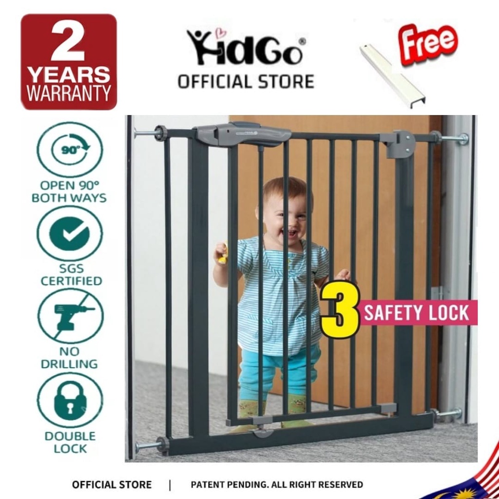 Bullock x Kidgo (New!) 3 Safety Lock Baby Gate 75-85CM to135-145CM Baby ...
