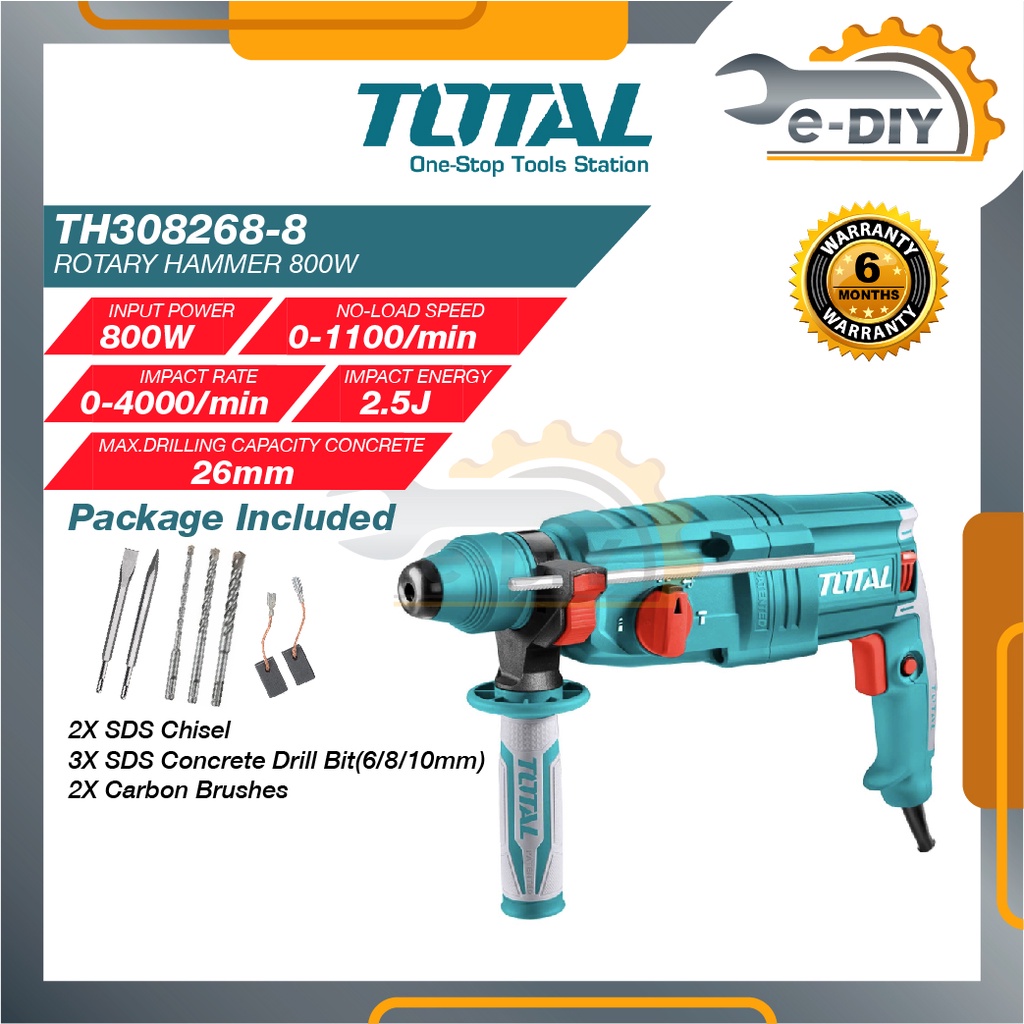 Total TH308268-8 Rotary Hammer 800W Hammer Drill Rotary Hammer Drill ...