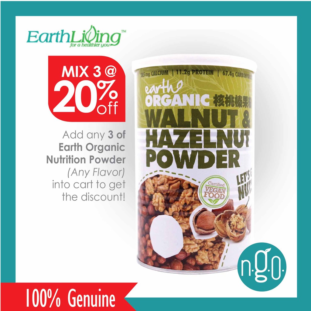 Earth Organic Walnuts & Hazelnut Powder (500g/tin) | Shopee Malaysia