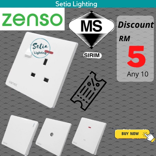SIRIM Zenso Grande White Socket and Wall Switch Slim Modern Switches ...