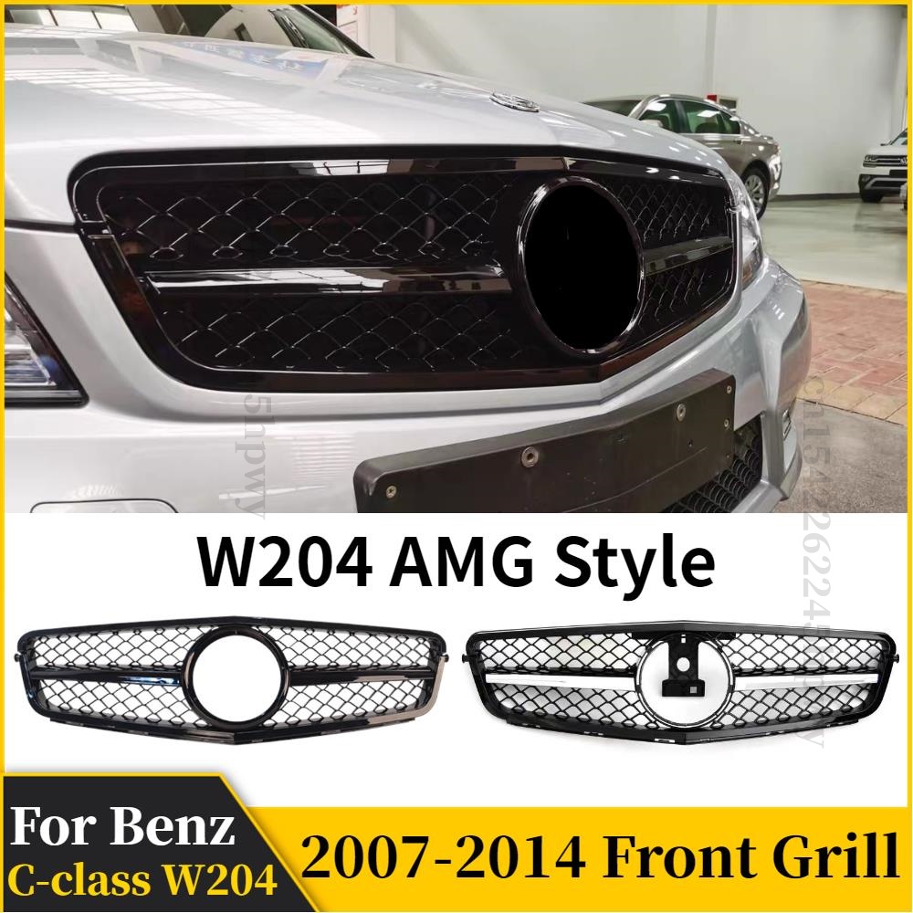 Black Silvery Front Grille Racing Grill For Mercedes Benz C Class W204 ...
