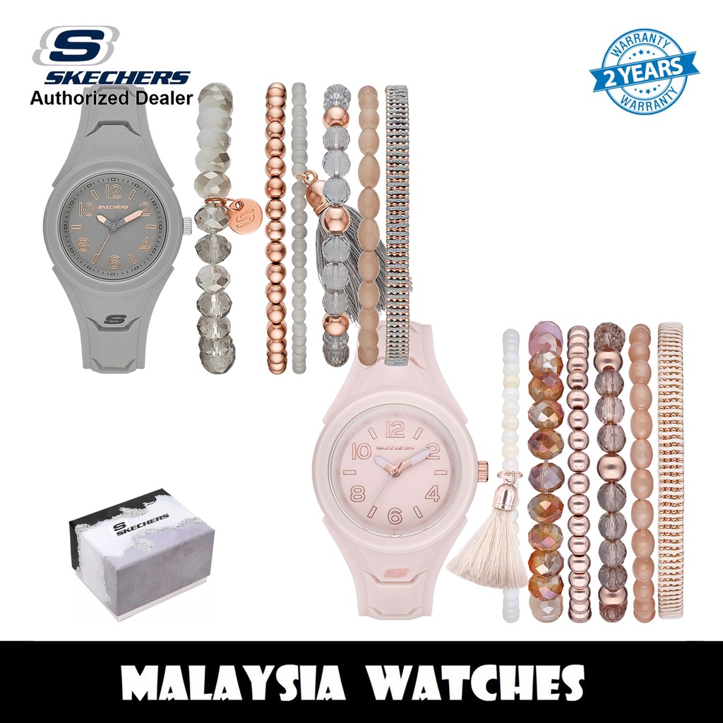 (OFFICIAL WARRANTY) Skechers SR9020 / SR9059 Quartz Silicone Strap Watch + Bracelets Gift Set (2 ...