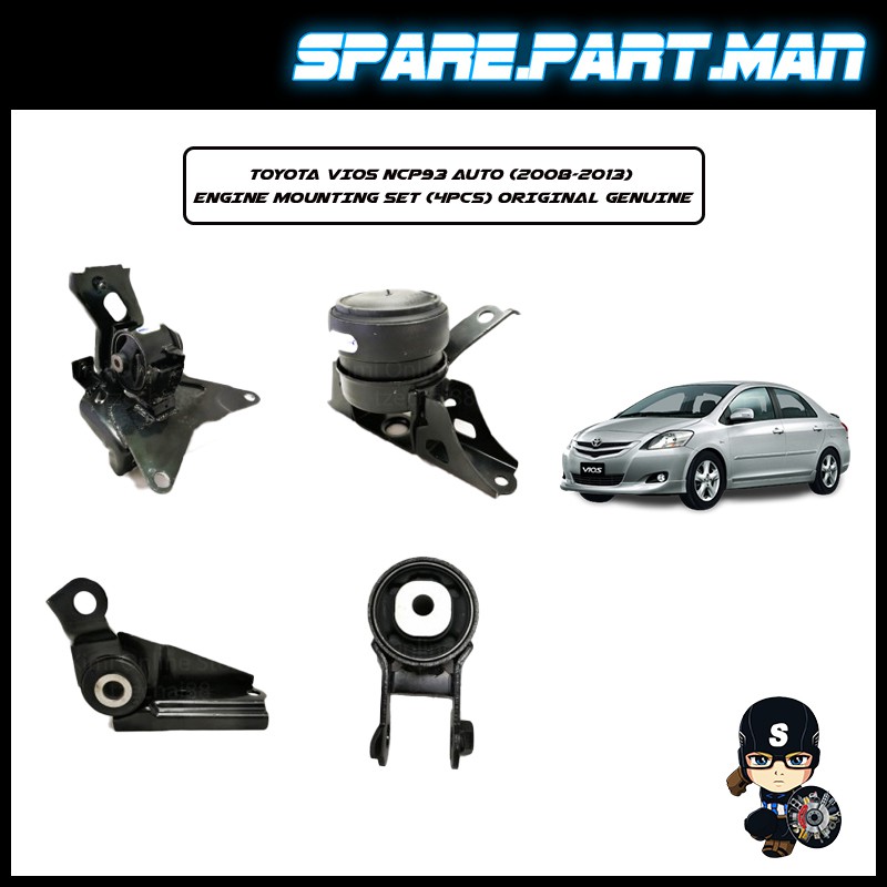 TOYOTA VIOS NCP93 AUTO (2008-2013) ENGINE MOUNTING SET (4PCS) ORIGINAL ...