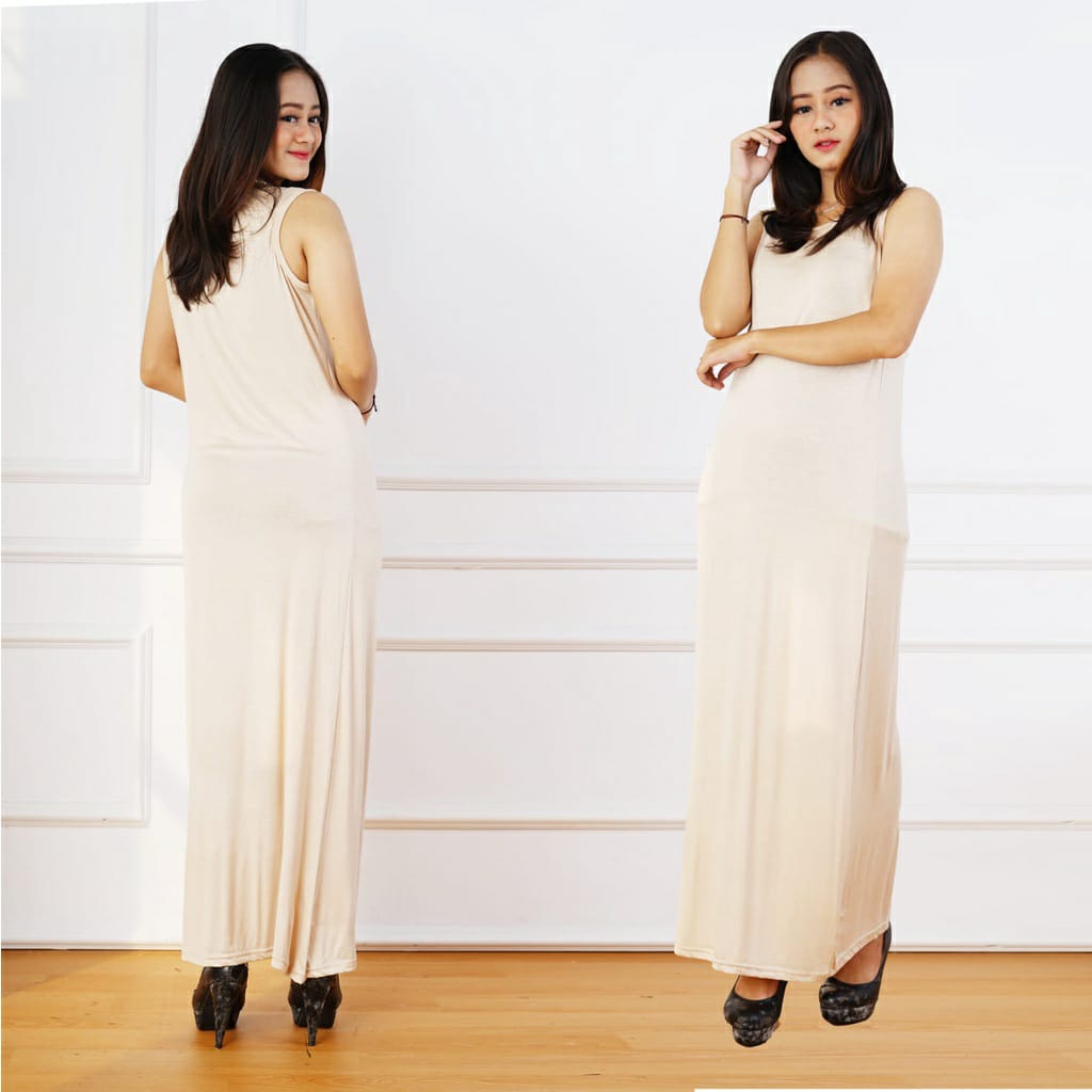 Long Inner Baju Dress Legan Xde Jubah Inner Dress Sleeve Less Kain ...