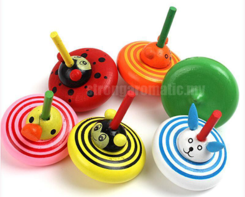 Spinning Top Wooden Cute Cartoon Head | Shopee Malaysia