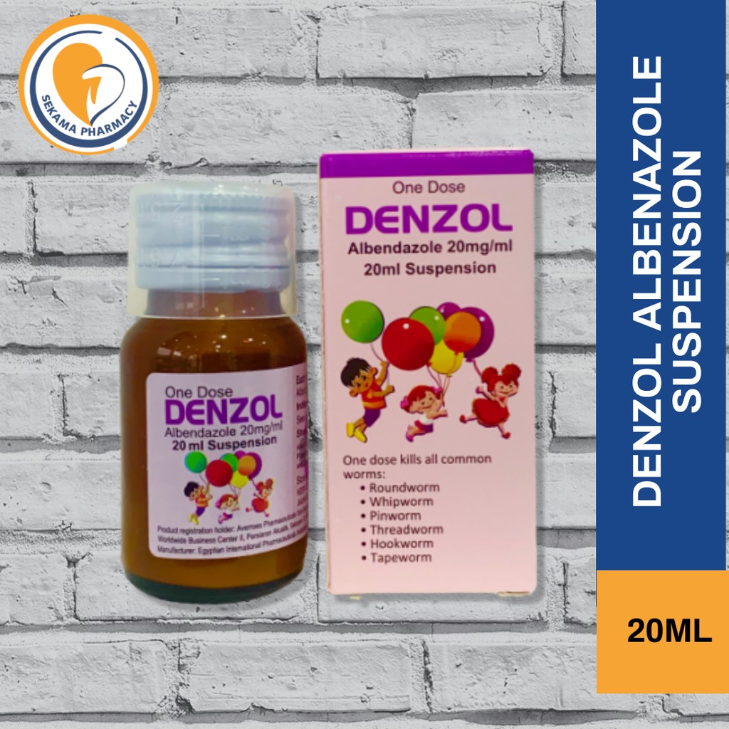 DENZOL ALBENDAZOLE 20MG SUSPENSION (ONE DOSE UBAT CACING) | Shopee Malaysia