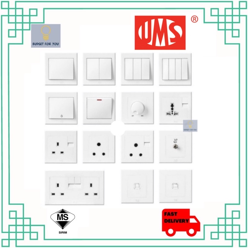 UMS 9 SERIES SWITCHES SWITCH SOCKET 13A, 1G ,2G,3G,4G 1WAY | Shopee ...
