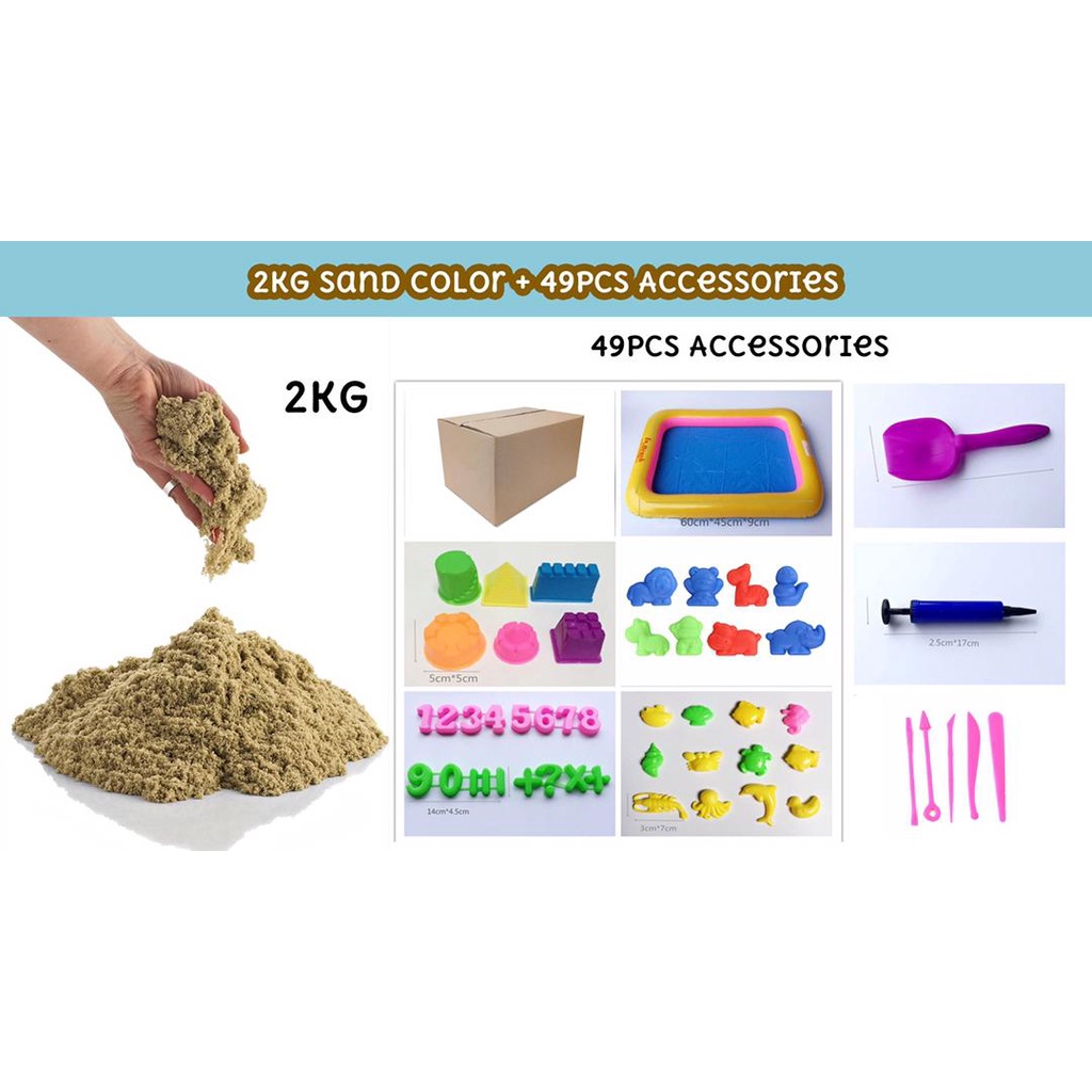 JK HOME 2kg Play Sand for kid with 50PCS Tools Set Kid Educational Toy ...