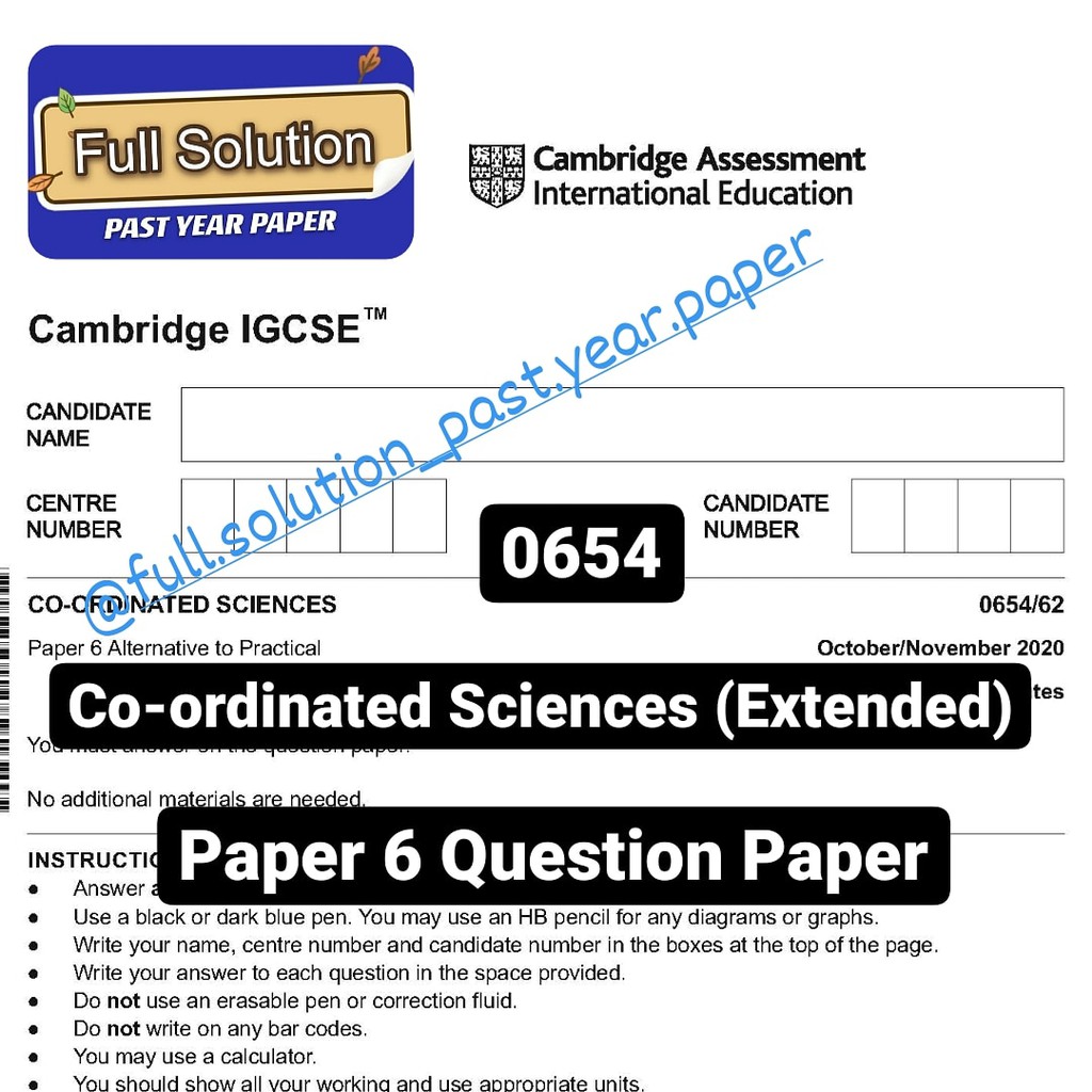 Cambridge Igcse 0654 Coordinated Science Past Year [question Paper Mark Scheme] Shopee Malaysia