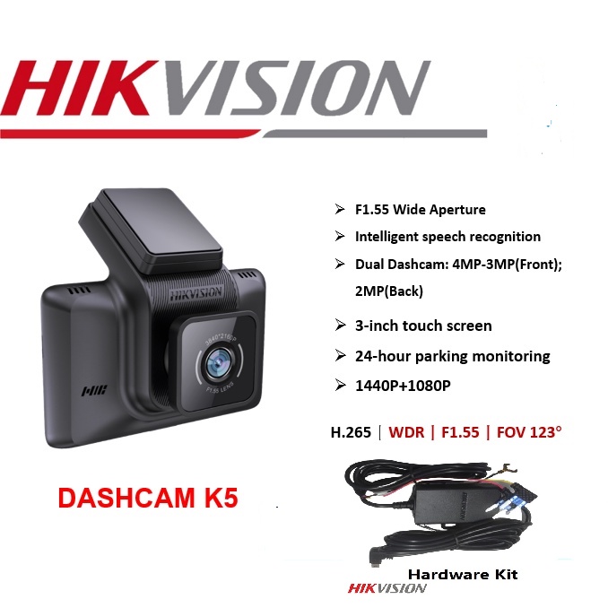 Hikvision K5 Car DashCam Car cam Dual Camera 4K Ultra-Clear Front ...