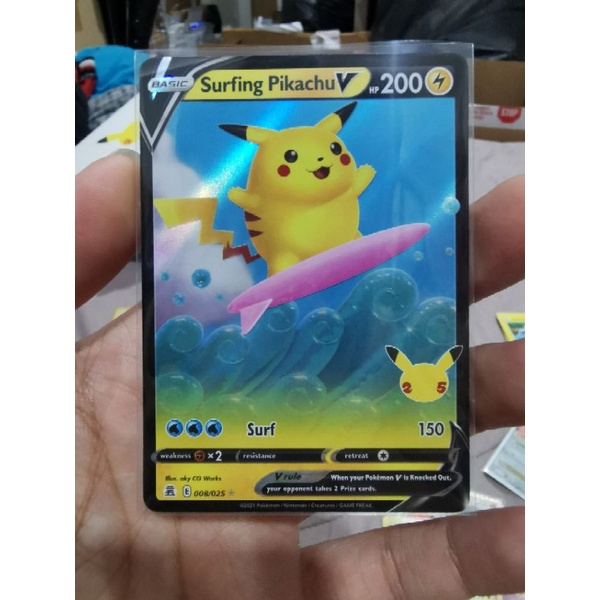Pokemon TCG trading card Surfing Pikachu V - 8/25 - Ultra Rare (25th ...