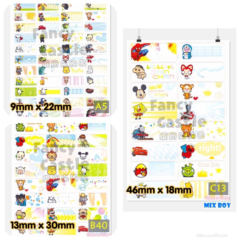 Mix Boy Cartoon Name Sticker | Shopee Malaysia