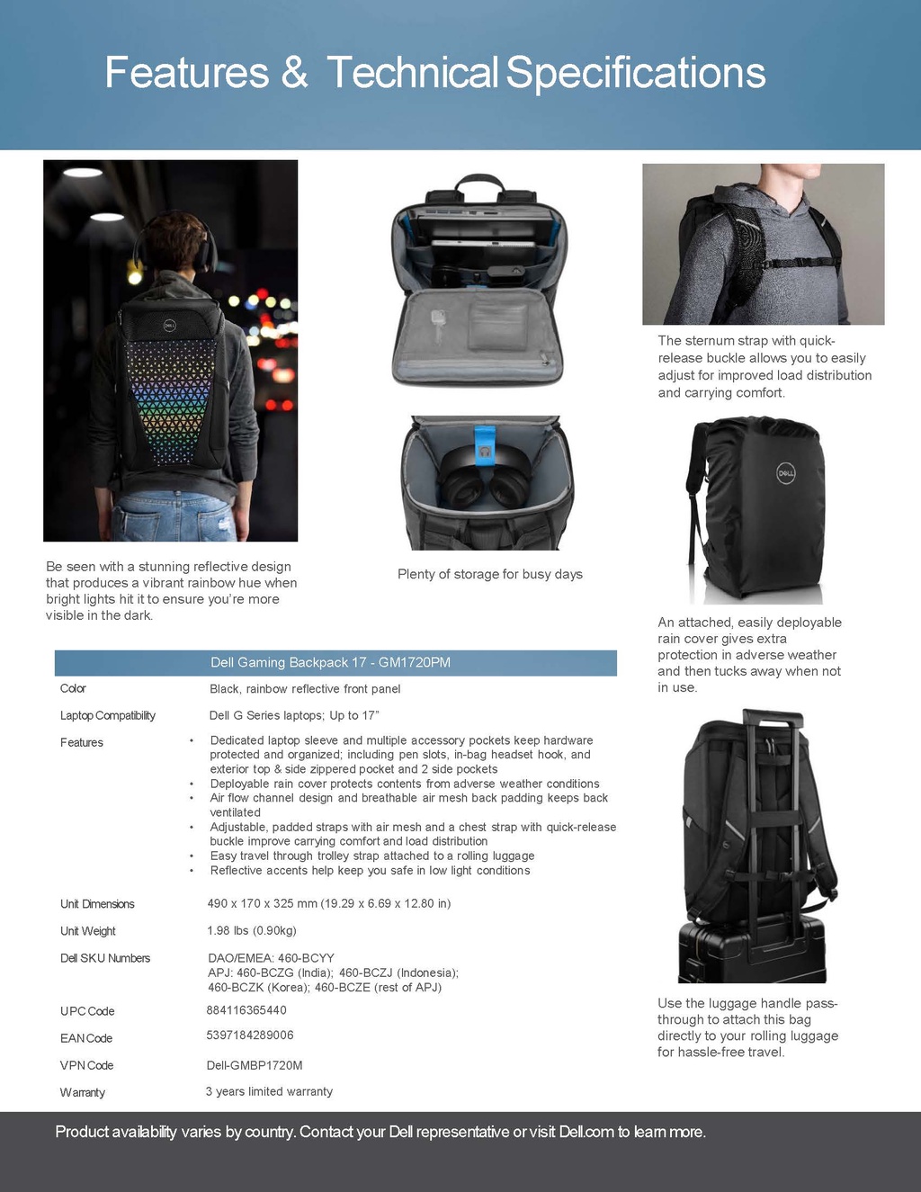【DELL Official】17” Gaming Backpack (GM1720PM) – Fits Up to 17.3” Laptop ...