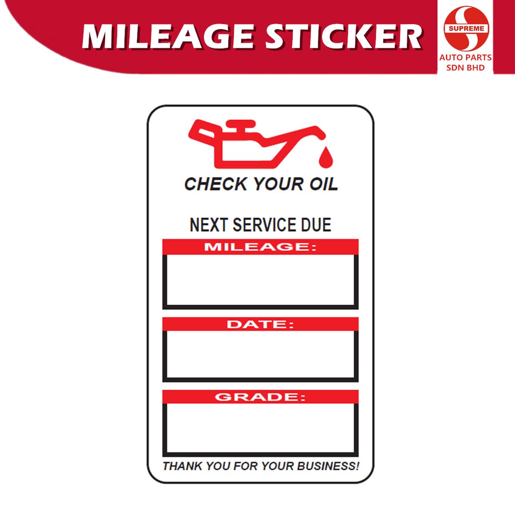 S2U Mileage Sticker for Engine Oil KM Motor Oil Service | Shopee Malaysia