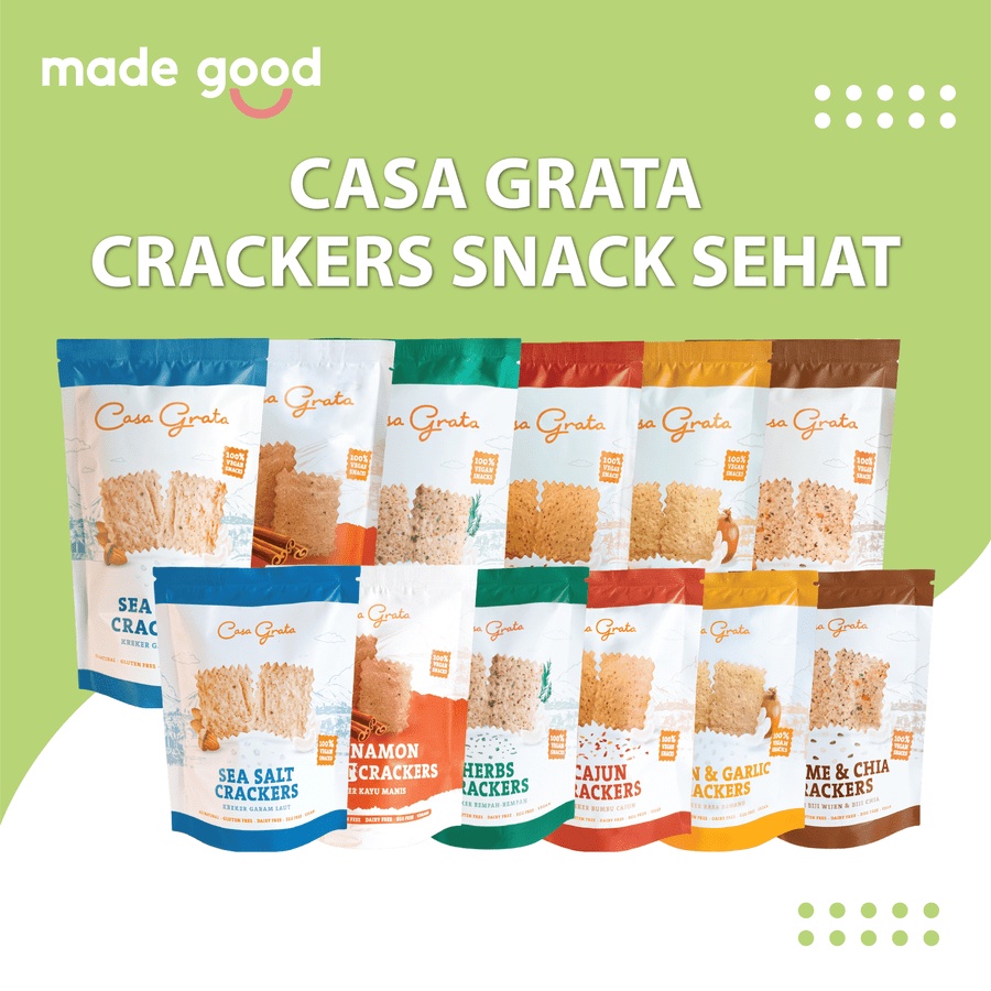 Casa Grata Crackers Snack Healthy Sea Salt Herbs Sesame Chia 20 70 gram ...