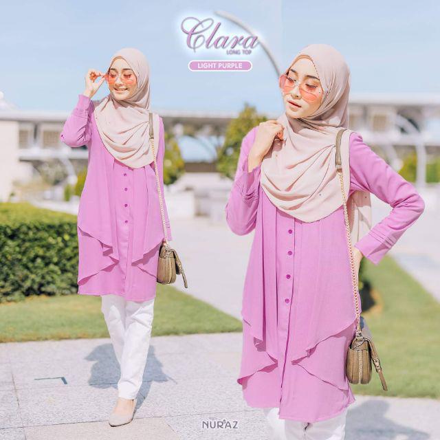 Clara Long Top Blouse Labuh Baju Muslimah Fashion Nuraz Exclusive ...