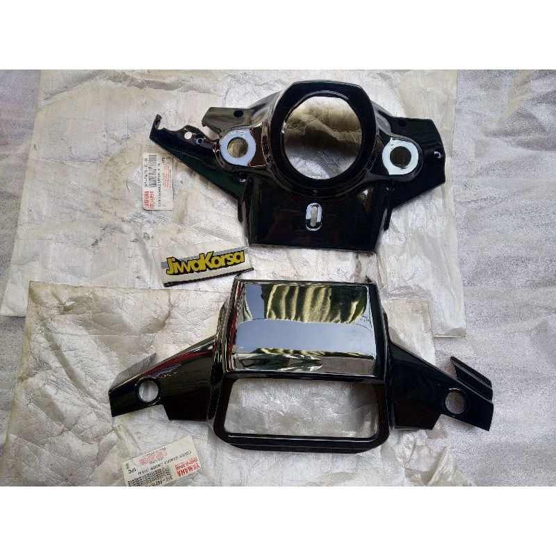 Yamaha alfa headlight shell, upper and lower shell, yamaha alfa alpa alva, black, original nos ...