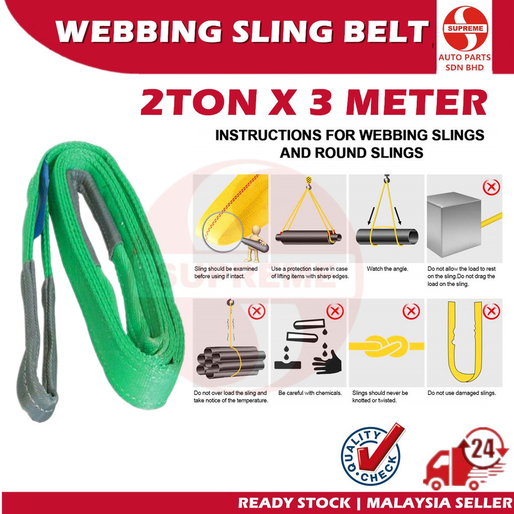 S2U Webbing Lifting Sling Belt 2TON X 3METER Heavy Duty Tali Angkat ...