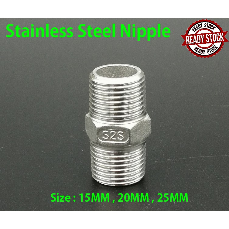 STAINLESS STEEL SUS 304 PIPE FITTING NIPPLE 1/2 INCH | 3/4 INCH | 1 ...