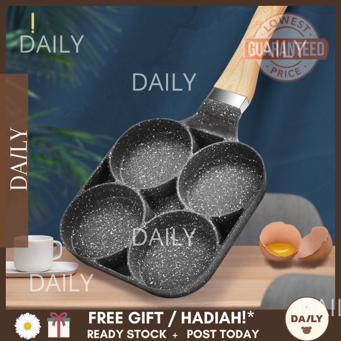 🐻DAILY🐻Fried Egg Burger Machine Non Stick Flat Bottom Frying Pan 4 Four ...