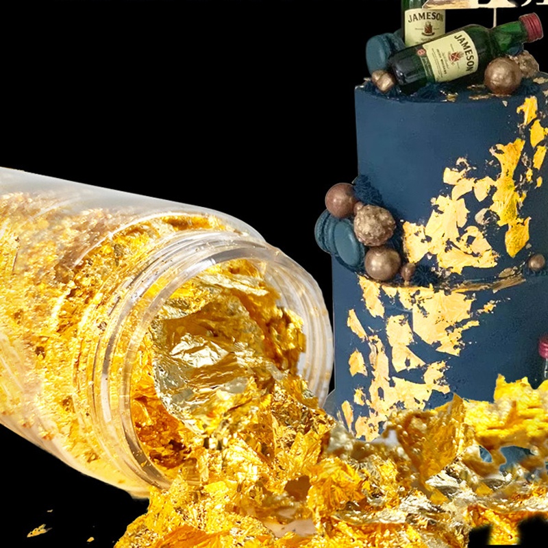 2g/Bottle Gold Foil Flakes Cake Decoration For Party Decoration Gold ...