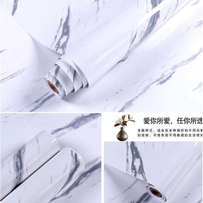 5M Marble wallpaper Waterproof Oil-proof Self Adhesive Film Wall Stickers Bathroom Kitchen Home ...