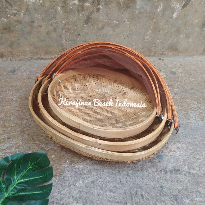 (SECOND Oval BAMBOO SERVING HOOD) bamboo wakul / folding hood / food ...