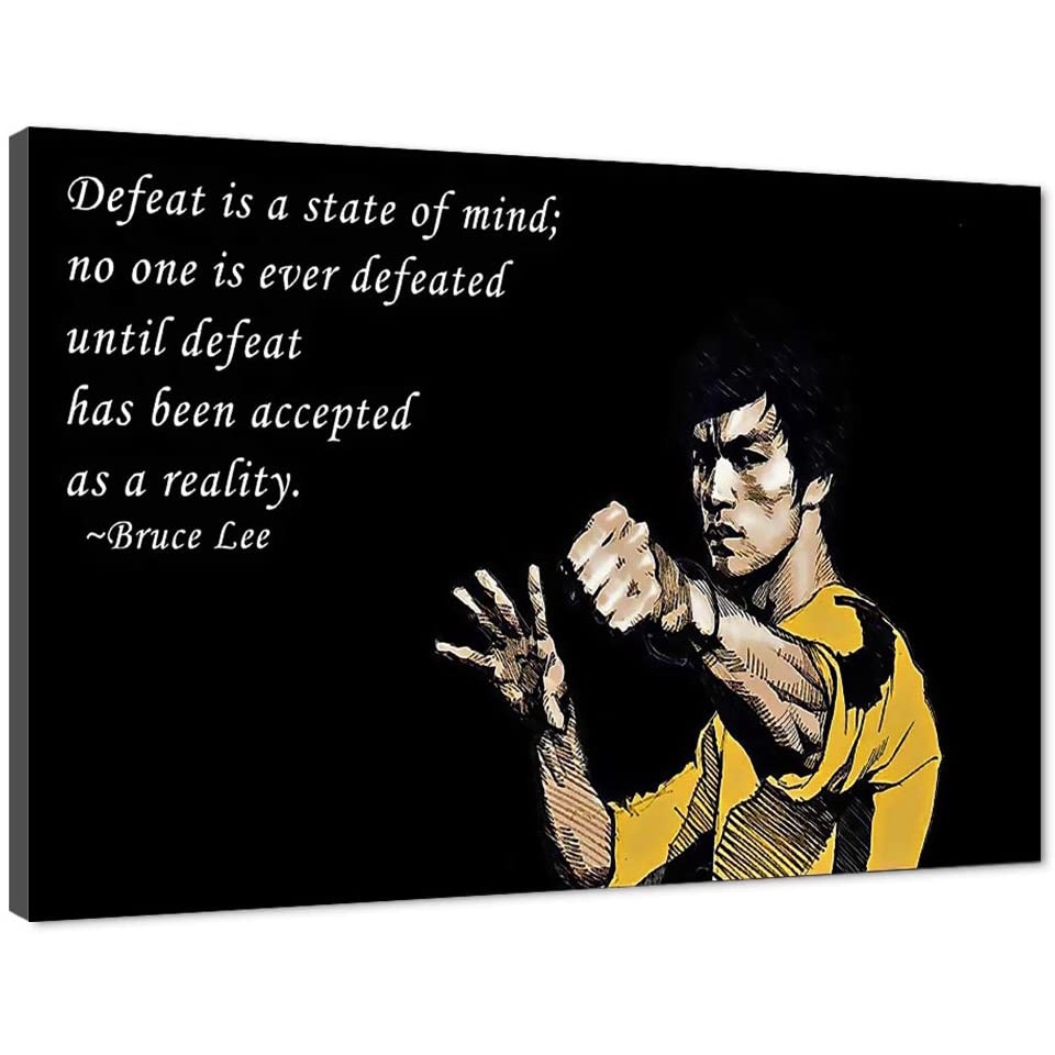 Large Size Wooden Framed Bruce Lee Art Print with Motivational Quotes ...