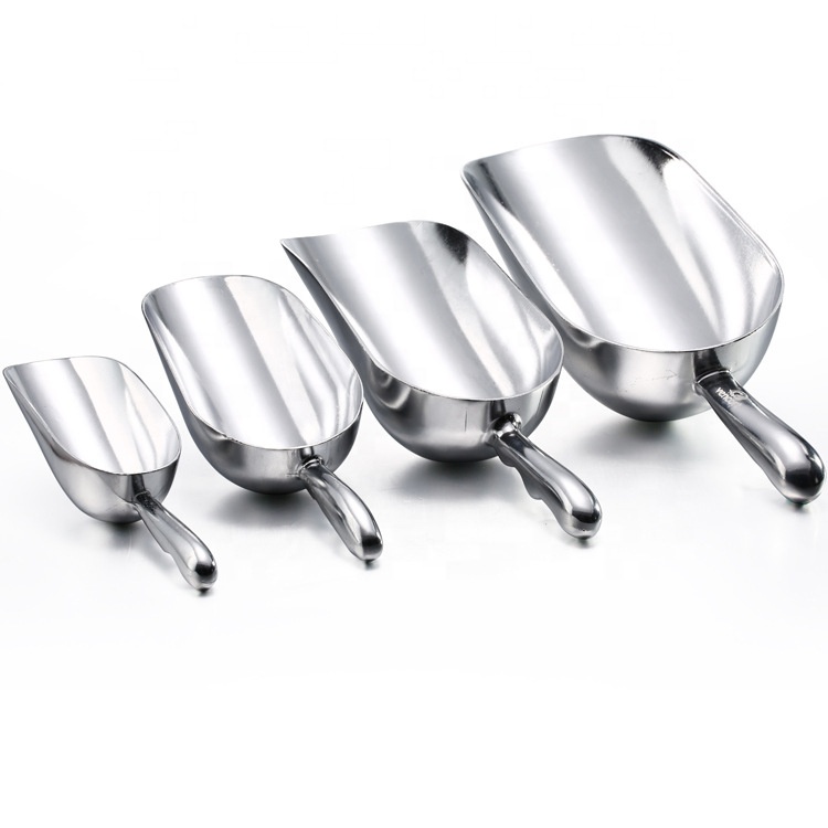 One-Piece Cast Aluminum Round Bottom Bar Ice Flour Utility Scoop, 6oz ...