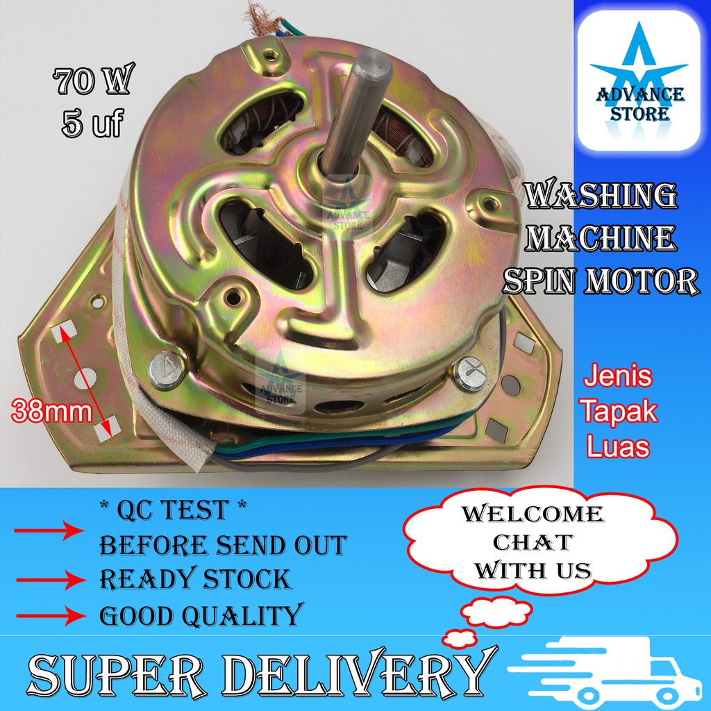 Tapak Luas Spin Motor 70W 90W Shaft 10mm Semi Auto Washing Machine ( use 5uf / 90w Capasitor ...