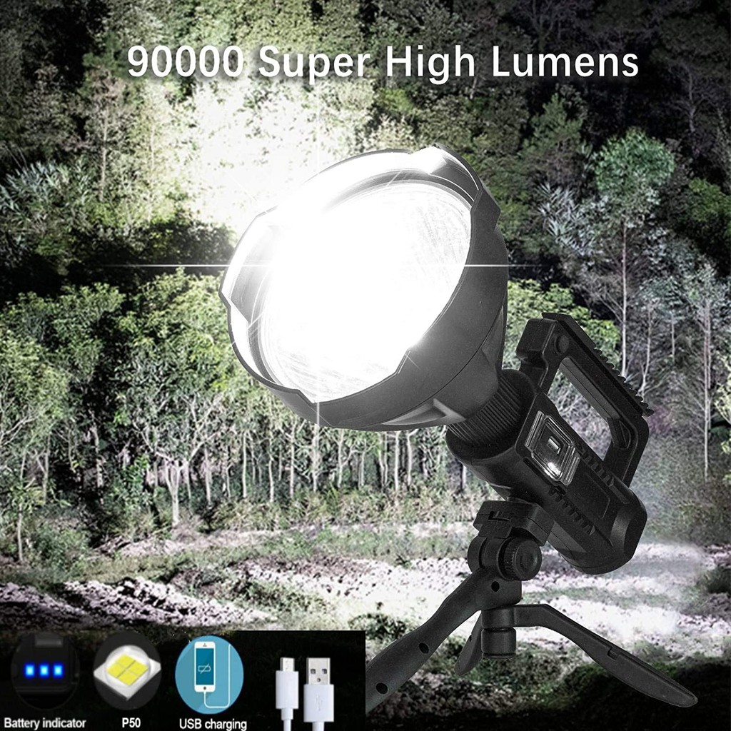 Outdoor camping high-power flashlight lighting, LED handheld flashlight ...