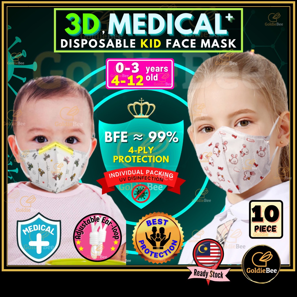 3D 4-ply Kid Face Mask Baby Face Mask 4 layers Disposable Children Face ...