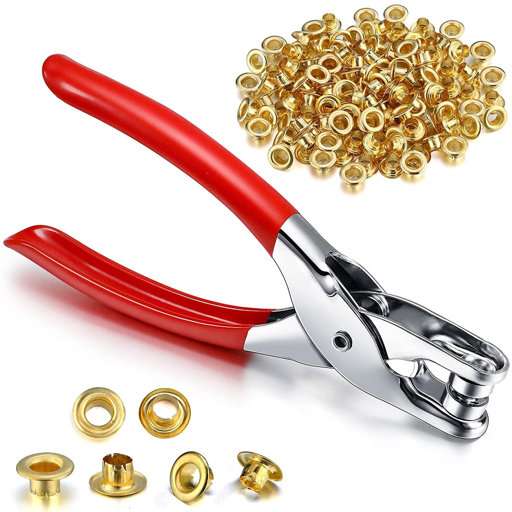 MKR 5mm Grommet Eyelet Plier Kit Free 30 Gold O Ring Leather Belt Eye ...