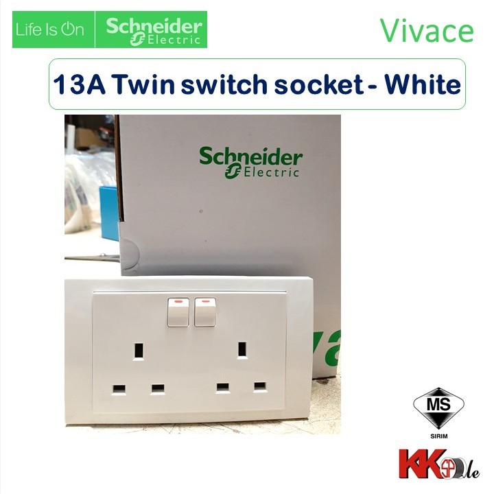 Schneider Vivace 13A Twin switch socket - White (KB25) | Shopee Malaysia