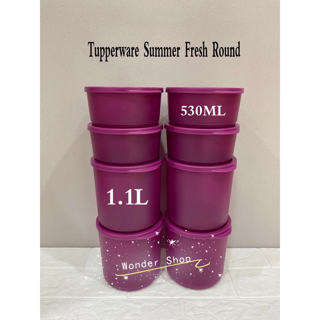 Tupperware Summer Fresh Round Airtight Liquid Tight Set 530ml & 1.1L ...