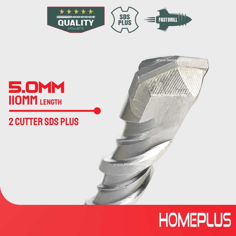 110mm 2 Cutter SDS Plus Concrete Cement Drill Bit Mata Tebuk Simen ...
