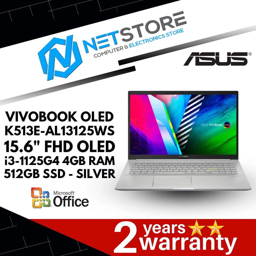 ASUS VIVOBOOK OLED K513E-AL13125WS 15.6" FHD OLED i3-1125G4 4GB RAM ...