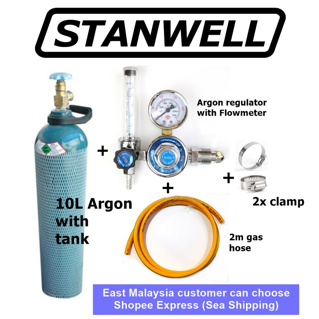 Argon Ar gas tank and regulator TIG welding set (Set tangki gas argon ...